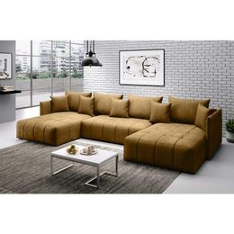 Furnix - U-Form-Sofa asvil Wohnzimmersofa mit Schlaffunktion und Bettkasten MH48