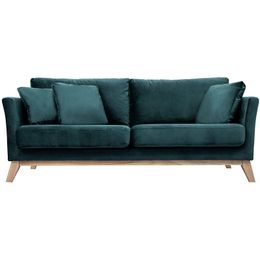 Miliboo Sofa skandinavisch 3 Plätze Bezug abnhembar Rosa oslo - Entenblau