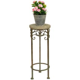 DanDiBo Blumenhocker Metall Rund 56 cm Blumenständer 11135 Beistelltisch Pflanzenständer Holzablage Blumensäule