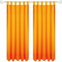 Gardine mit Schlaufen 140x225 cm ( Breite x Länge ) in Hellorange, blickdichter Vorhang, Schlaufenvorhang in vielen Variationen - Hellorange