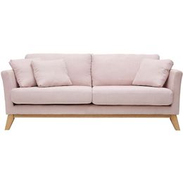 Miliboo Sofa skandinavisch 3 Plätze Bezug abnhembar Rosa oslo - zartrosa