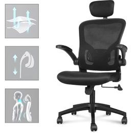Bigzzia - Bürostuhl Ergonomischer Bürostuhl, Schreibtischstuhl Computer Stuhl drehstuhl mit Netz-Design-Sitzkissen, Verstellbare Kopfstütze und