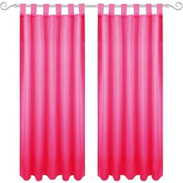 Gardine mit Schlaufen 140x225 cm ( Breite x Länge ) in Pink, blickdichter Vorhang, Schlaufenvorhang in vielen Variationen - Pink