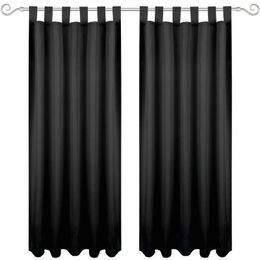 Gardine mit Schlaufen 140x245 cm ( Breite x Länge ) in Schwarz, blickdichter Vorhang, Schlaufenvorhang in vielen Variationen - Schwarz