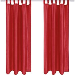 Blickdichte Gardine Alessia 2er Pack in Rot mit Schlaufen Gr. 140x245cm ( BxL ), in vielen Größen und Farben - Rot