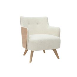Miliboo Skandinavischer Sessel mit Woll-Effekt und Holz VALMY - Weiß