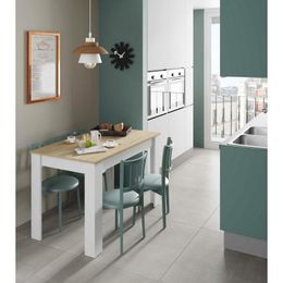 Fester Tisch Lowell, Esszimmertisch, Moderner Konsolentisch für Wohnzimmer oder Küche, cm 109x67x78, Weiß und Eiche