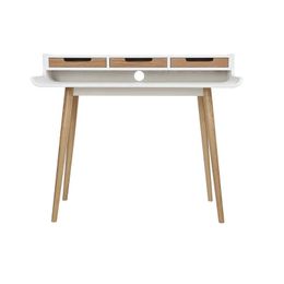 Miliboo - Skandinavischer Schreibtisch weißes Holz mit Aufbewahrungsmöglichkeiten opus - Weiß