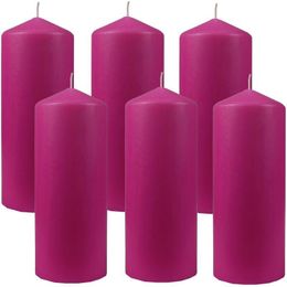 Hs Candle - Stumpenkerzen Wachskerzen Ø6cm x 17cm ( 6er Pack ) Lila - Lange Brenndauer, Hergestellt in eu, Kerzen Blockkerzen - Wachs Stumpen - Lila