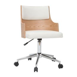 Miliboo - Design-Bürostuhl weiß und helles Holz mit integriertem Kissen - Holz hell / Weiß