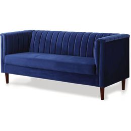 HABITAT ET JARDIN Sofa aus dunkelblauem Samt Ellison - 196 x 76 x 82 cm - 3-Sitzer-Sofa