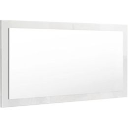 Wandspiegel Rechteckiger Spiegel Lima V2 110 cm für Flur Garderobe Wohnzimmer - Weiß Hochglanz - Weiß Hochglanz - Vladon