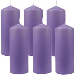 Stumpenkerzen Wachskerzen Ø6cm x 17cm ( 6er Pack ) Violett - Lange Brenndauer, Hergestellt in eu, Kerzen Blockkerzen - Wachs Stumpen - Violett