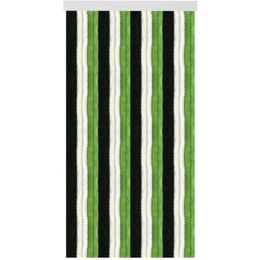 Flauschvorhang 80x185 cm in Unistreifen schwarz - grün - weiß, perfekter Insekten- und Sichtschutz für Ihre Balkon- und Terrassentür, viele Farben