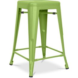 PRIVATEFLOOR Barhocker im Industriedesign - Stahl matt - 60cm - Stylix Light green - Stahl, Metall - Light green