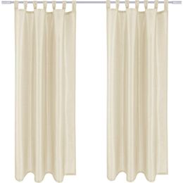 Blickdichte Gardine Alessia 2er Pack in Beige mit Schlaufen Gr. 140x175cm ( BxL ), in vielen Größen und Farben - Beige