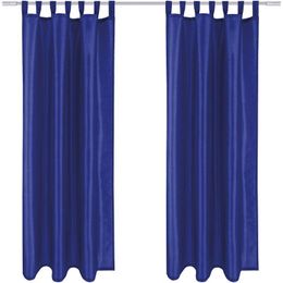 Blickdichte Gardine Alessia 2er Pack in Blau mit Schlaufen Gr. 140x245cm ( BxL ), in vielen Größen und Farben - Blau