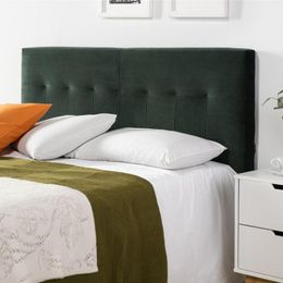 Gepolstertes Kopfteil Napoles 140x100 cm Grün für Bett 135. Samt. Beine aus Holz, inklusive Beschläge - grün