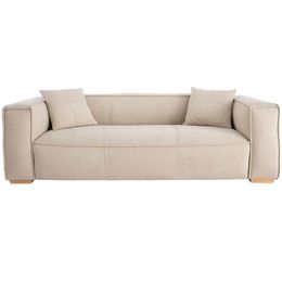 Miliboo Sofa aus naturfarbenem Stoff mit Samteffekt 3-Sitzer cobain - Natur
