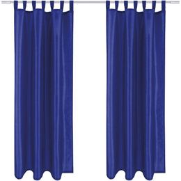 Blickdichte Gardine Alessia 2er Pack in Blau mit Schlaufen Gr. 140x175cm ( BxL ), in vielen Größen und Farben - Blau