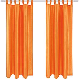 Blickdichte Gardine Alessia 2er Pack in Orange mit Schlaufen Gr. 140x175cm ( BxL ), in vielen Größen und Farben - Orange