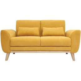 Miliboo Skandinavisches 2-Sitzer-Sofa in gelb Samt ektor - Gelb