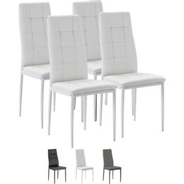 Vs Venta-stock - Satz von 4 gepolsterten Chelsea Esszimmerstühlen Weiß, SGS-zertifiziert. 42 cm (Breite) x 51 cm (Tiefe) x 97 cm (Höhe) - Weiß