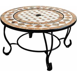 Purline - Feuerschale für den Außenbereich, Tischdesign, rund, aus Keramik und Marmor, mit Grill - Weiß