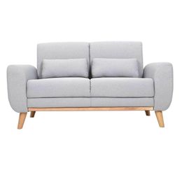 Miliboo Design-Sofa 2 Plätze Stoff Grau Eichenbeine ektor - Hellgrau