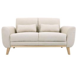 Miliboo Design-Sofa 2 Plätze Stoff naturfarben und Eichenbeine ektor - Natur