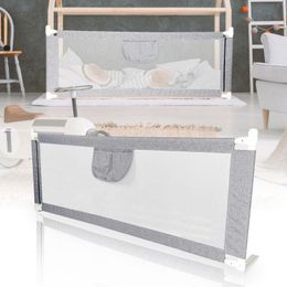 VINGO - Bettgitter Rausfallschutz einfache Montage stabile Konstruktion Kleinkinder Schlafzimmerzubehör für Jungen und Mädchen 200 cm x 80 cm - Grau