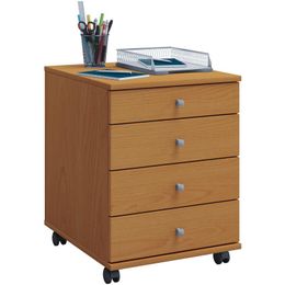 ebuy24 - Lona Büro Kommode , Schubladenabschnitt, Kassette auf Rädern mit 4 Schubladen Buche dekor. - Holz