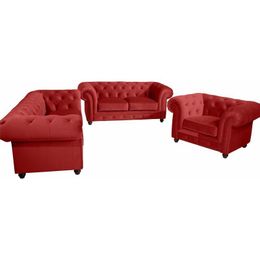 58 aufm Kessel Sofa 2,5-Sitzer Kathe Bezug Samtvelours Buche nussbaum dunkel / ziegel 22511