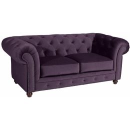 58 aufm Kessel Sofa 2-Sitzer Kathe Bezug Samtvelours Buche nussbaum dunkel / purple 22500