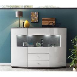 58 aufm Kessel Highboard Jandy 160x117x42 Anrichte Weiß/Anthrazit/Weiß hg 10162