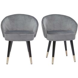Miliboo - Design-Stühle mit grauem Samt und schwarz-vergoldeten Metallbeinen (2er-Set) brizo - Grau