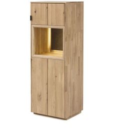 58 aufm Kessel Vitrine Massivholz Idalia 50x140x42 Standvitrine Wildeiche Bianco geölt/Granit 20031