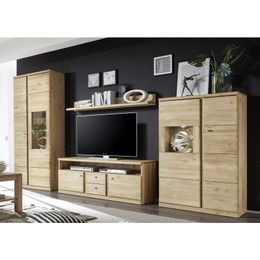 58 aufm Kessel Wohnwand Teilmassiv Ianisha 335x210x46 Wohnzimmerschrank Wildeiche Bianco geölt 20125