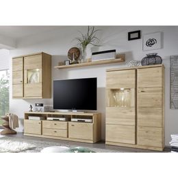 58 aufm Kessel Wohnzimmerschrank Teilmassiv Ianisha 305x210x46 Wohnwand Wildeiche Bianco geölt 20126