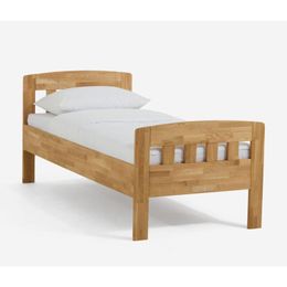 Dico Massivholz Einzelbett Komfortbett Seniorenbett, 420.00, Wildeiche Honig geölt Größe 100x220 cm