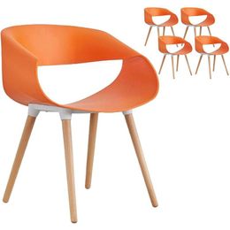 Compralo New - Set von 4 Stuhl Beine Holz Hause Falten Polypropylen Orange Holz