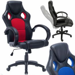 Roe Furniture - Stuhl gaming Schreibtischstuhl Bürostuhl Sportsitz Racing Chefsessel Drehstuhl rot (en)
