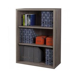 Hölzernes Bücherregal mit 3 Fächern und 3D-Effekt, moderne Büromöbel -Bücherregal 3 Regalböden / Eiche-Trüffel