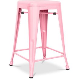 PRIVATEFLOOR Barhocker im Industriedesign - Stahl matt - 60cm - Stylix Pink - Stahl, Metall - Pink