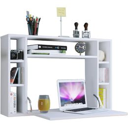 ebuy24 - Wandila Schreibtisch , Laptop-Schreibtisch Wand-Schreibtisch und 7 Fächer weiß.