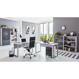 Bmg Möbel Büromöbel-Set, Office Edition Set 1, grau/ anthrazit hochglanz - Grau