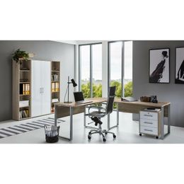 Bmg Möbel - Büromöbel-Set, Office Edition Set 3, eiche/ weiß matt - natur