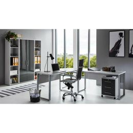 Bmg Möbel Büromöbel-Set, Office Edition Set 3, grau/ anthrazit hochglanz - Grau