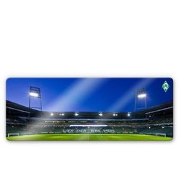 Glasbild modern Fußball Verein Werder Bremen Weserstadion Tribüne 100x40cm Glas Wandposter - blau