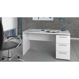 Altri - Schreibtisch Dallas, Moderner Schreibtisch, Studiertisch mit Kommode mit 2 Schubladen und 1 Tür, cm 138x60h74, Weiß